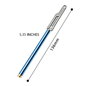 ainhue A535 Pocket Scalpel Utility Knife, 10pcs #11 Blades, 5.35 inch Cylinder Titanium Handle, EDC Multi-Tool Knives for Box Opening, DIY Craft (Blue)