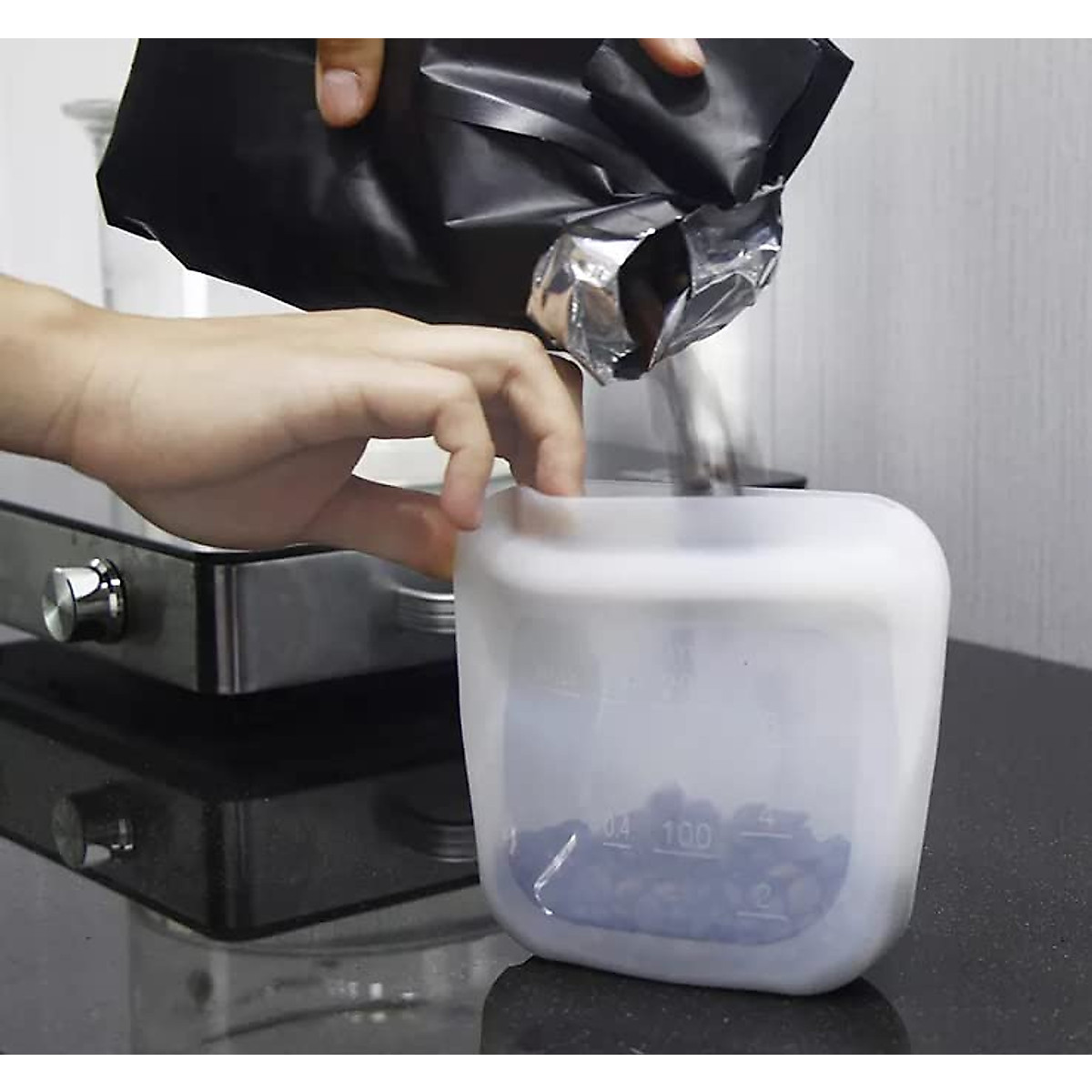 [5 Pack] Reusable Ziplock Bags Silicone Food Storage Containers | Microwave, Freezer & Dishwasher Safe | Meal Prep Containers Reusable Kitchen Locking Leak Proof Sealing Kitchen Gadgets (Multicolor)