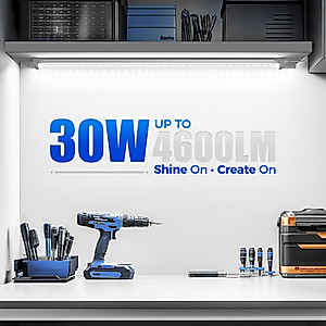 Barrina LED Shop Light, 3Ft 30W 4600LM 5000K, Daylight White Hight Output Linkable for Workshop, V Shaped Clear Cover T8 LED Shop Lights for Garage, 3 Foot (Pack of 6)
