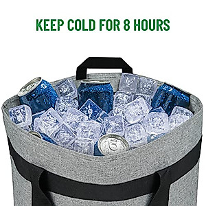 NatuBeau Insulated Cooler Bag Soft Cooler Tote Bag 32-Can Insulated Grocery Bag Large Lunch Cooler Bag Lunch Box for Shopping Travel Beach Picnic, Grey