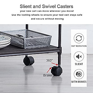 OVICAR 4-Tier Wire Storage Shelves, Adjustable Shelving Units with Wheels, Steel Metal Storage Rack for Kitchen Pantry Closet Laundry, Durable Organizer Garage Tool Storage Shelf (Grey, 4 Tiers)