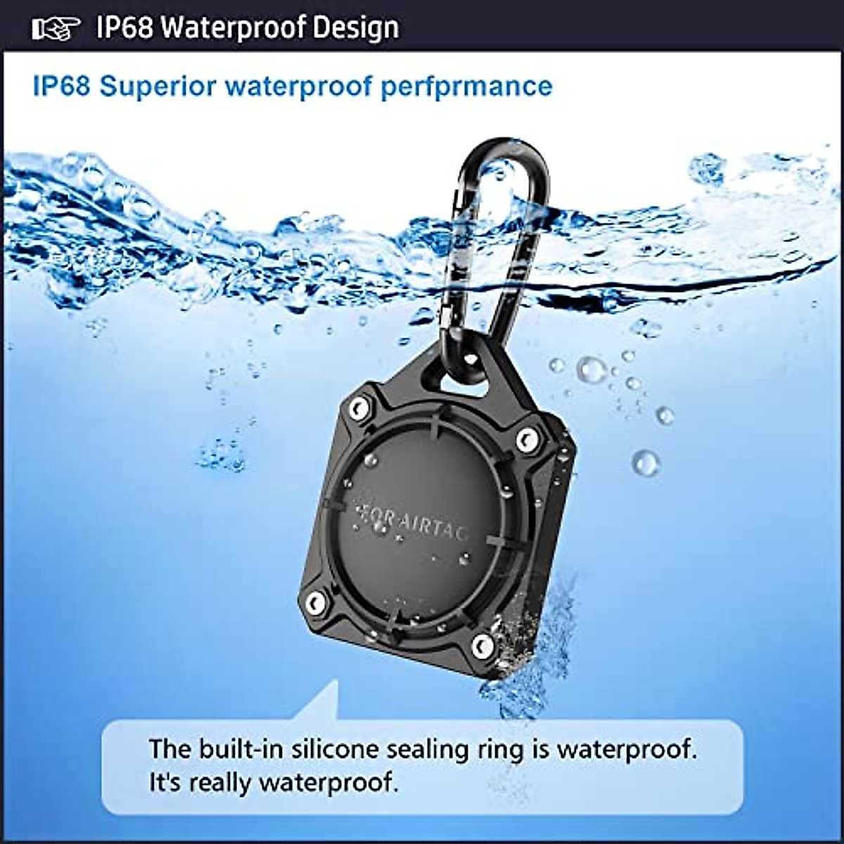 HBT Waterproof Airtag Holder/AirTag Keychain Case, Fully Enclosed, Durable, Secure Protector for AirTag with Key Ring (1pack)