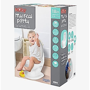Nuby My Real Potty Training Toilet with Life-Like Flush Button & Sound for Toddlers & Kids, White