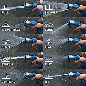 INNAV8 Water Hose Nozzle Sprayer - Features 10 Spray Patterns, Thumb Control, On Off Valve for Easy Water Control - HIGH Pressure Garden Hose Nozzle for Garden Hose - Garden Hose Spray Nozzle for Hose