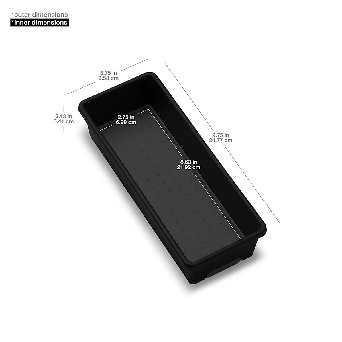 madesmart 9x3 Bin-CARBON COLLECTION Multi-Purpose Storage Organizer, Soft-Grip Lining & Non-Slip Feet, BPA-Free, Small