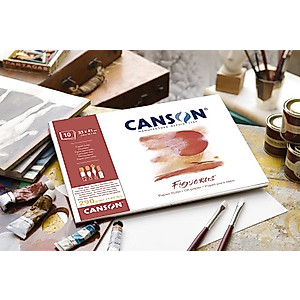 Canson Figueras Oil & Acrylic 290gsm Paper pad Including 10 Sheets, Size:41x33cm, Canvas-Like Texture