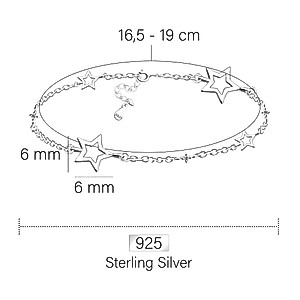 Sofia Milani - Solid 925 Sterling Silver Bracelet for Women - with Zirconia Stone - Star Pendant - B0266