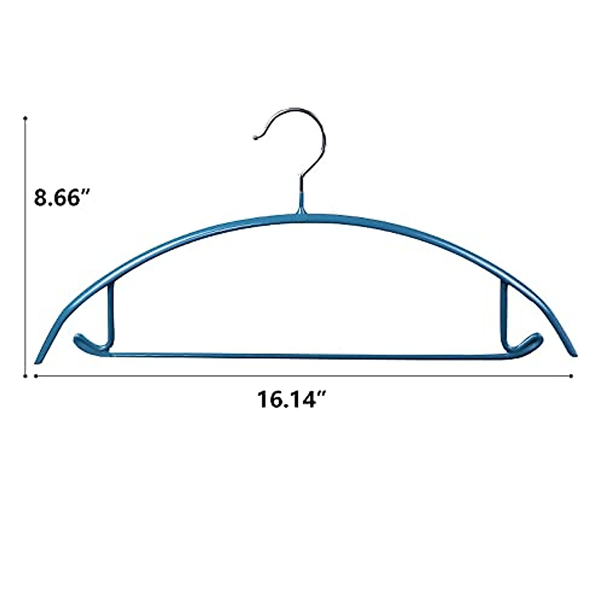 BESSLEE Black Clothes Hangers for Closet 5 Pack, Heavy Duty Metal Hangers for Coats Shirts Pants Sweaters Jackets or Suits, Non-Slip Rubber Coated, Contour Shoulder Ends No Bump, 16.14” Long