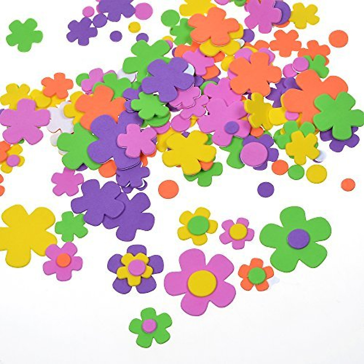 BLUECELL 200 Pcs Self-Adhesive Foam Flower Shapes Stickers for Craft Art Project Product Name