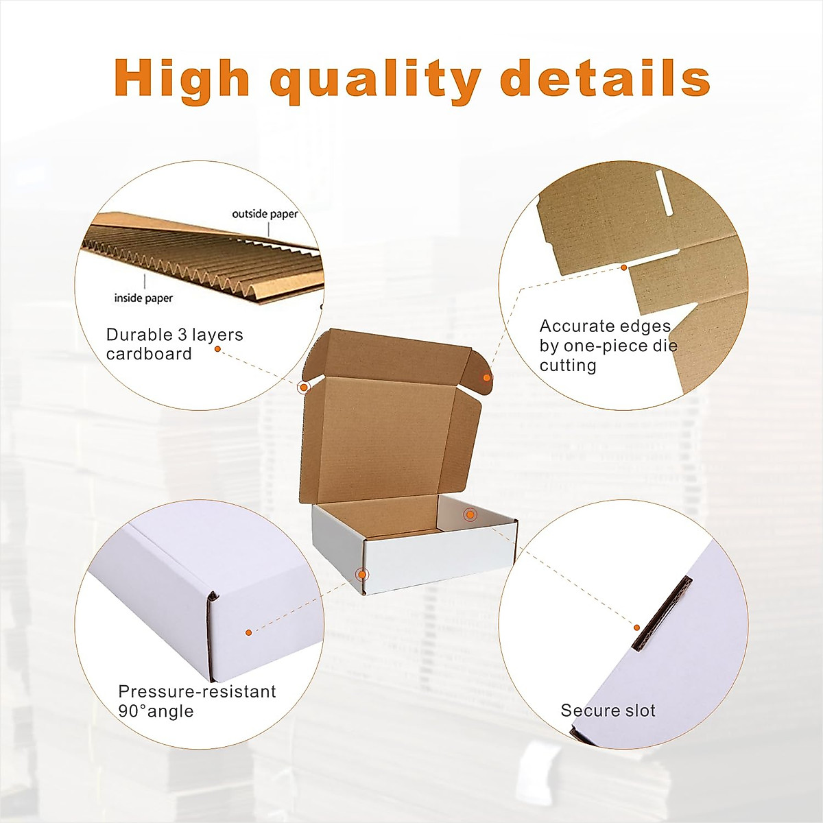 CH-BOX 50 Pack 7x6x2'' Small Shipping Boxes, Corrugated Cardboard Mailers for Business, White (CM762)