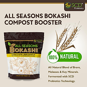 All Seasons Bokashi Compost Starter 2 lbs (1 Gallon) - Dry Bokashi Bran for Kitchen Compost Bin, Compost Food Pet Waste Quickly & Easily with Low Odor by SCD Probiotics