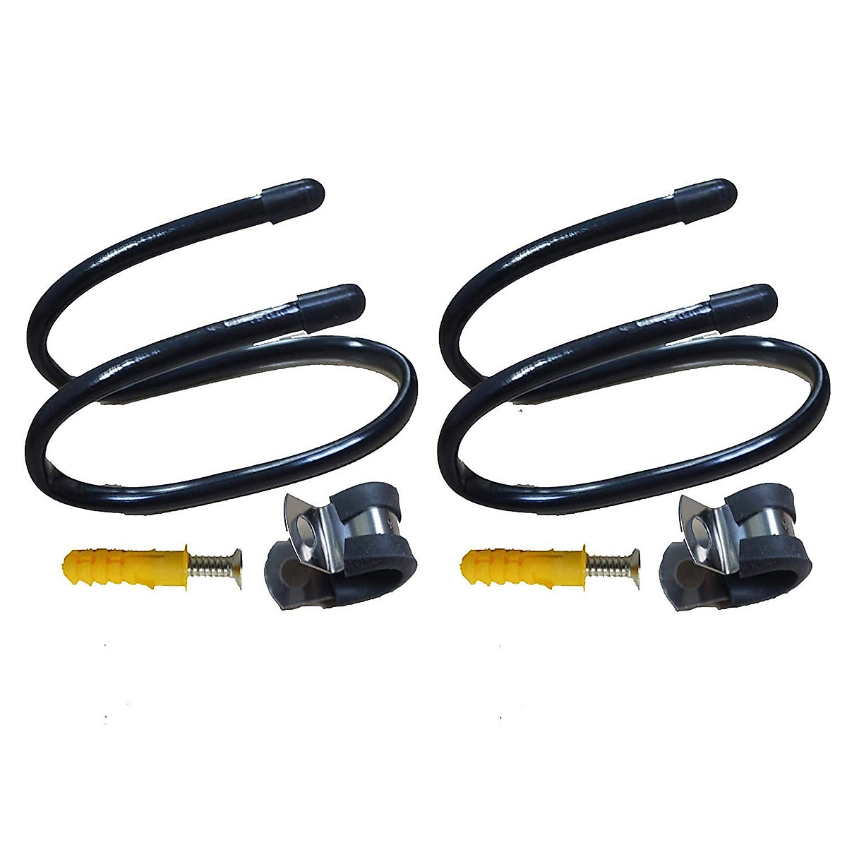 Pack of 2 , Rack with Adjustable Hooks Equipment Organizer Storage — W Claw Wall Mount Football Holder Ball Display Rack for Helmet, Gloves, Coats, Hats/Metal and Silicone Rubber Black Finish.