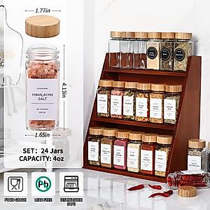 DWTS DANWEITESI 24 Pcs Spice Jars with Label-4oz Glass Spice Jars with Bamboo Lids,Spice Bottles Empty Glass With Labels, Kitchen Empty Spice Jars with Shaker Lids