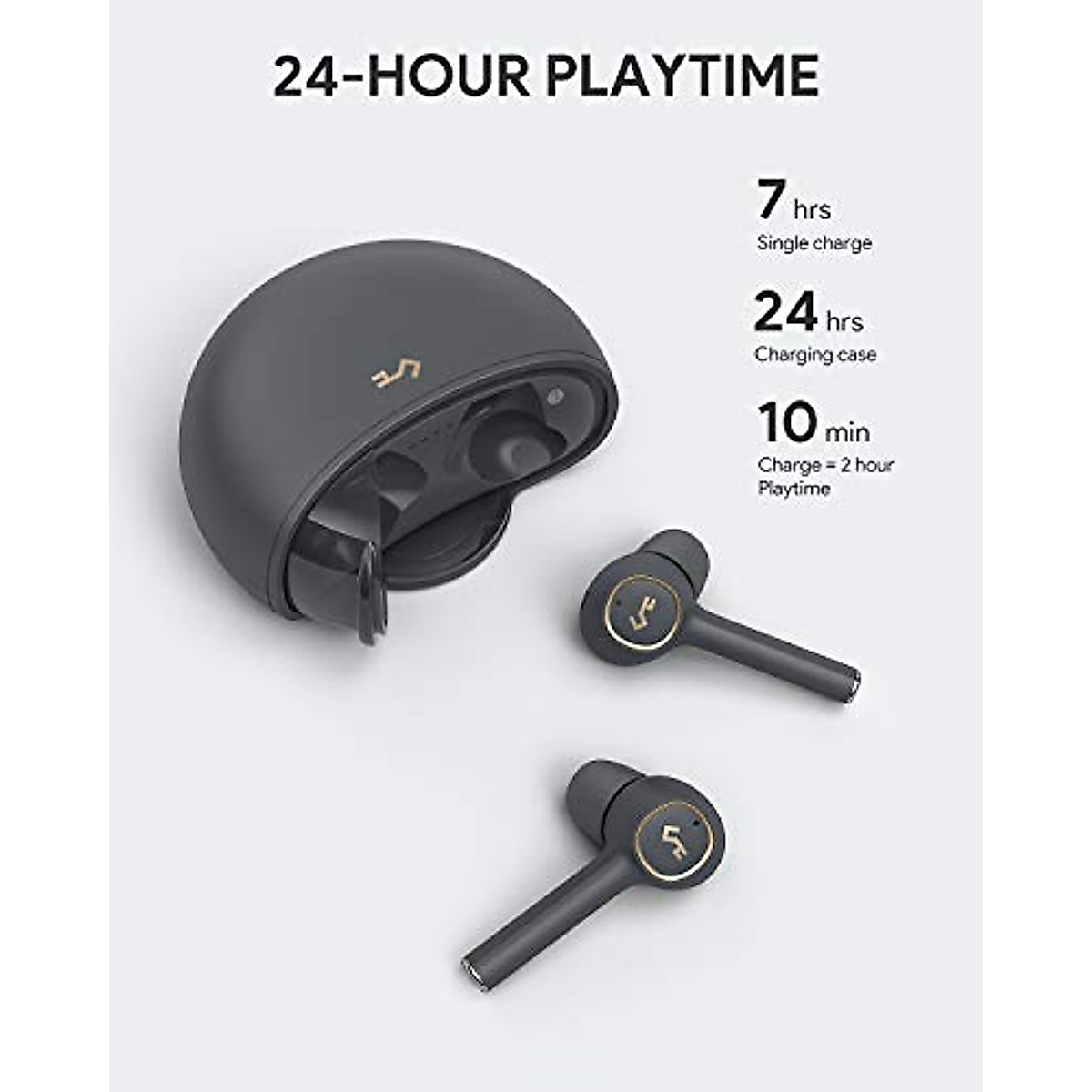 Aipower T18NC Active Noise Cancelling True Wireless Earbuds Bluetooth 5.0, in-Ear Headphones with Charging Case and Touch Control, 24H Playtime, Hi-Fi Sound Quality