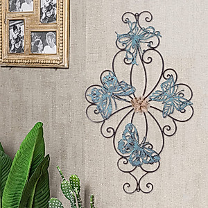 Adeco Metal Butterfly Scroll Wall Sculpture 26.5" Wall Art Decor Hang Indoor Outdoor for Home, Bedroom, Living Room, Office, Garden