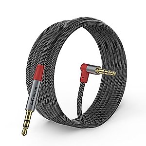 ANYPLUS Aux Cord, Headphone Jack to Headphone Jack Aux Cable 90 Degree 3.5mm Audio Cable Male to Male Fish Wire Braided Auxiliary Cord for Android for Car Compatible with iPhone,iPod,iPad,Speakers