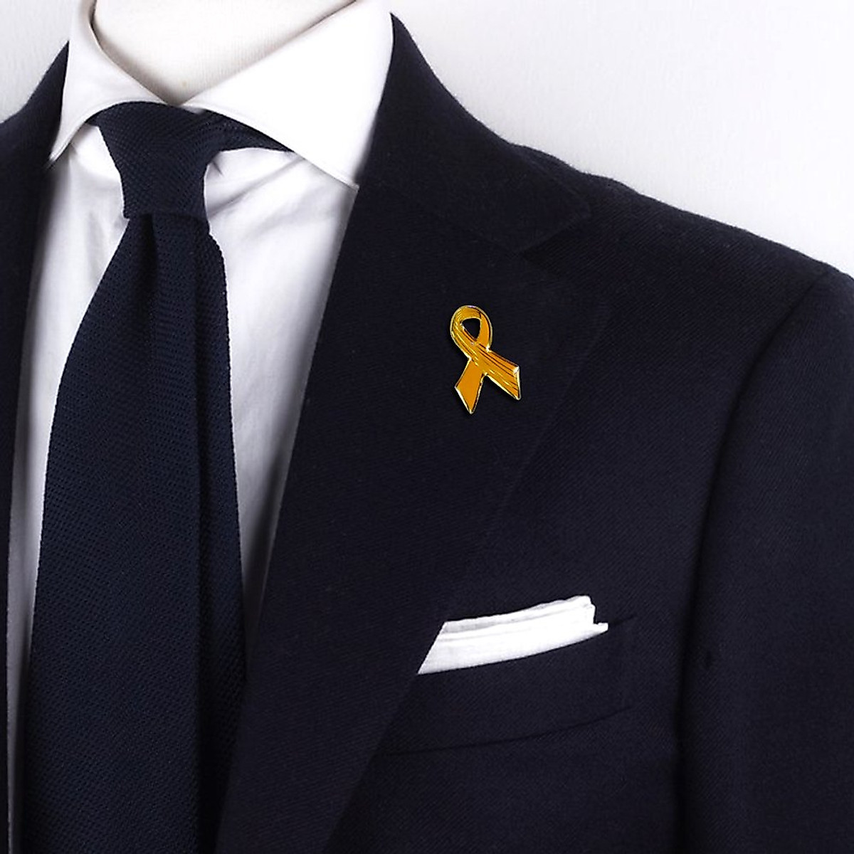 20 Pcs - Yellow Awareness Ribbon Lapel Pins - Gold Tone Metal with Enamel Coating: Show Your Support for Troops, Cancer Awareness, and Charitable Causes