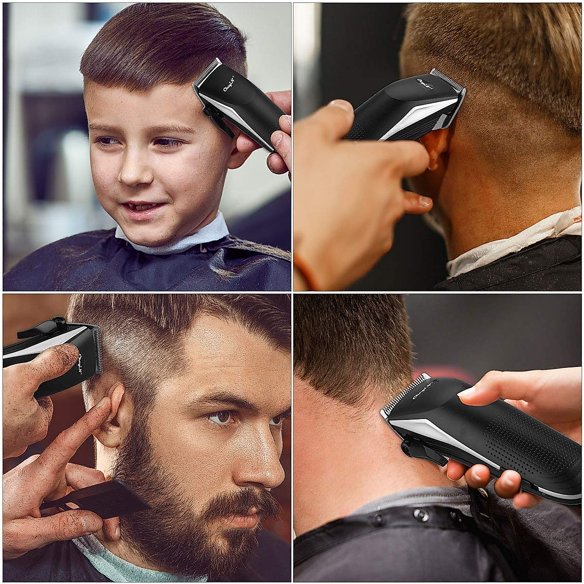 CkeyiN Hair Clippers for Men, Electric Hair Trimmer Corded Clipper Home Haircut & Grooming Kit with 10 Guide Combs 1 Scissor 1 Comb for Men Kids Barber