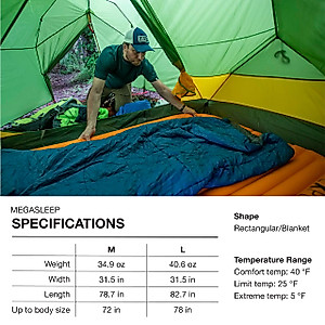 Exped MegaSleep 25F | Versatile and Reversible Sleeping Bag | Spring and Summer Sleeping Bag | Lightweight Anti-Snap Sleeping Bag, Blue/Grey, Medium