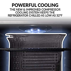 Igloo IBC35SS 135-Can Capacity Beverage Refrigerator & Cooler for Soda, Beer, Wine and Water LED-Lighted Double-Pane Glass Door, 3.5 Cu. Ft, Stainless Steel, Cubic Foot