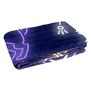 Halloween Party Neon Pattern Prints Soft Warm Cozy Blanket Throw for Bed Couch Sofa Picnic Camping Beach, 150×100cm