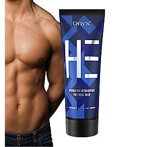 Onyx HE Tanning Bed Lotion for Men - Indoor Tanning Lotion Accelerator & Bronzer, Quick & Dark Tan, Men's Tanning Lotion with Skin Firming, Muscle Bronzing Complex & Moisturizing Formula
