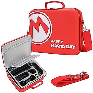 Flyekist Mario Carrying Case for Nintendo Switch/Switch OLED Model, Deluxe Travel Case Portable Hard Messenger Storage Bag for Switch Console Pro Controller Accessories