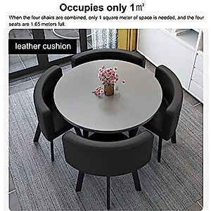 JHKGY 5 Piece Round Dining Table Set for 4,Wooden Small Dining Table Set,1 Table and 4 Chairs Living Room Furniture Set,with 4 Upholstered Chairs,Dining Set for Dining Room Kitchen,A