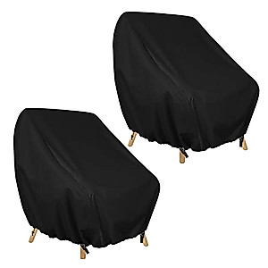Patio Chair Cover for Outdoor Furniture Waterproof, Patio Deep Seat Cover, 600D Heavy Outdoor Lawn Chair Covers Fit Up to 35" W x 39" D x 31" H, Black, 2 Pack