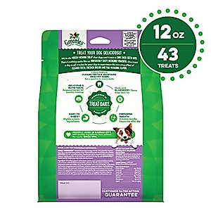 GREENIES TEENIE Natural Dog Dental Care Chews Oral Health Dog Treats Blueberry Flavor, 12 oz. Pack (43 Treats)