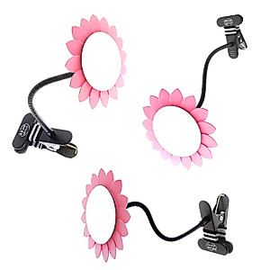 WatchYrBack Clip-On Convex Desk and Cubicle Mirror to See Behind You. Pink Flower Design. Wide Angle View Clear Reflection. Real Glass Mirror. Clip to Monitor and Anywhere up to 2" Thick