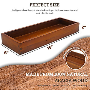 KOLWOVEN Bathroom Tray, Toilet Tank Topper Paper Storage Decorative Organizer Box Wood Vanity Perfume Tray for Counter Decor Dresser Tops