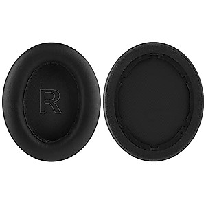 Geekria QuickFit Protein Leather Replacement Ear Pads for Anker Soundcore Life Q10, Q10 BT Headphones Earpads, Headset Ear Cushion Repair Parts (Black)