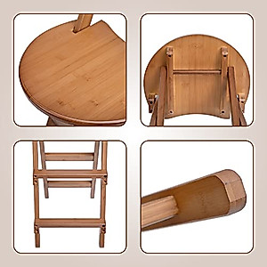 HollyHOME Folding Bamboo Bar Stool with Backrest and Footrest, Indoor&Outdoor Counter Height Back Support Stool with Pedals, Collapsible Dining High Chair for Home, Kitchen, Pub, Party, Patio, Walnut