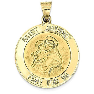 IceCarats 14K Yellow Gold Saint Anthony Medal Necklace Charm Pendant Only