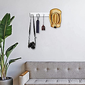 horkmous 2PCS Coat Rack Wall Mount, 5 Pegs Wood Coat Hook Wall Hanger, 17 Inches Wall Mounted Coat Rack for Hanging Towels, Hats, Backpacks, Clothes, Keys(White)