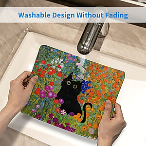 Black Cat Mouse Pad, Cute Anime Mouse Pad for Wireless Mouse, Rectangle Waterproof Mousepad for Desk with Non-Slip Rubber Base, Suitable for Home & Office, 9.5 x 7.9 Inch