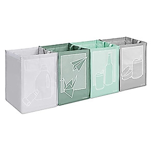 Navaris Recycle Bag Set (4 Pieces) - Reusable Recycling Bags to Separate Paper, Plastic, Glass, Metal - Recycling Bins Sorter Bin Kitchen Organizer