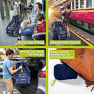Infant Car Seat Travel Bag for Airplane - Durable Gate Check Bag for Car Seats that fits easily on Convertible Car Seats, Infant Carriers & Booster Seats (Blue).