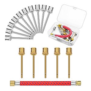 16PCS Air Pump Needle, Dual-Port Inflation Needles, Air Inflation Needle for Football Basketball Soccer Ball Volleyball Rugby Balls and Other Sports Balls Replacement Needles with Portable Storage Box
