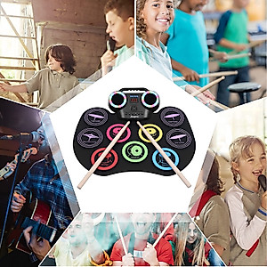 Anpro Electronic Drum Set for Kids | Adult, Musical Instrument Drum Practice Pad Kit with Headphone Jack, Built-in Speaker, Drum Pedals, Drum Sticks, Great Holiday Birthday Gift for Kids