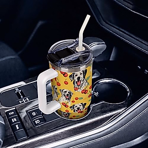 Labrador Retriever Dog Cherries 40 Oz Stainless Steel Cup Travel Tumbler with Handle and Straw Lightweight Coffee Mug for Home Office
