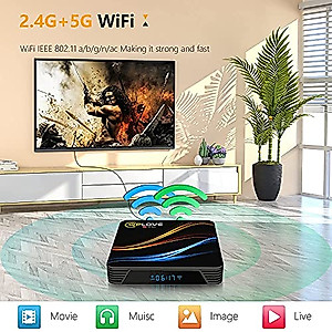 Android TV Box 11.0, 4GB RAM 32GB ROM RK3318 Quad Core 64bit Android Box Supports 2.4G+5G Dual WiFi Bluetooth 4.0 USB 3.0 Ultral 3D 4K Smart TV Box