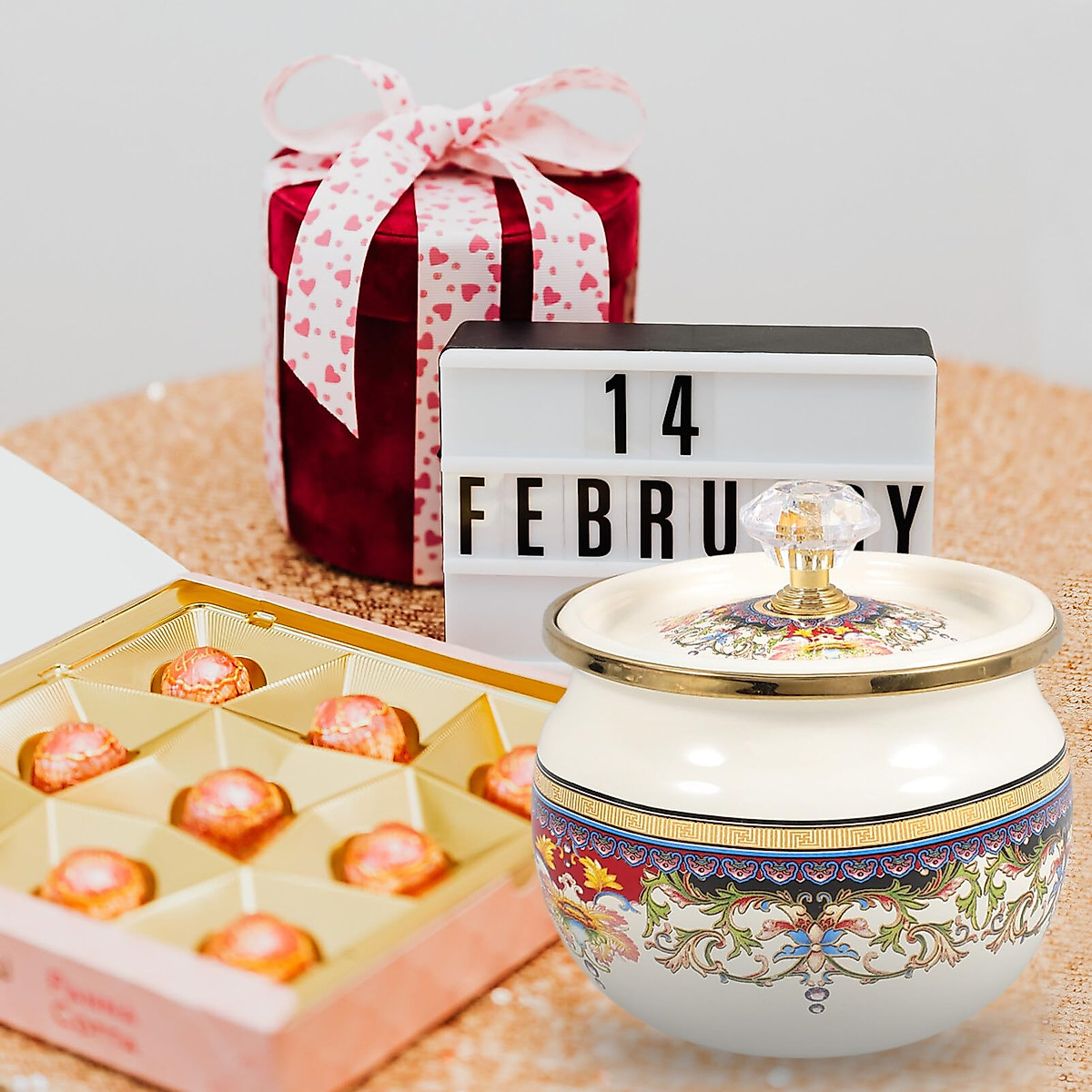 HOLIDYOYO Kitchen Enamel Stockpot with Lid, 280ml Retro Cooking Pot, Stew Bean Simmer Pot, Soup Pot Candy Cookie Jar Container for Induction Cookers, Gas Stove