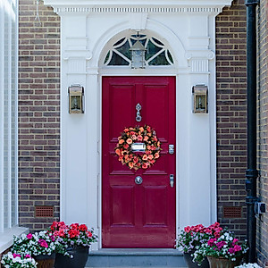 Yeenee Door Wreath, All Seasons Floral Wreath, for Front Door Living Room Wall Garden Wedding Festival Decor (Pink-Rose, 45cm)