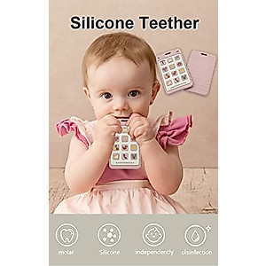 Soft Silicone Phone Shape Teether Boys Girls Baby Molar Teether Chew Toys, Teething Toy (Pink)