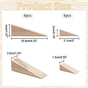 NBEADS 12 Pcs Wood Door Stopper, Non-Slip Door Stops Wedge Sturdy and Durable Door Stop Wedge 2 Sizes Triangle Wood Block for Wedge Window Door Stops for Home Office