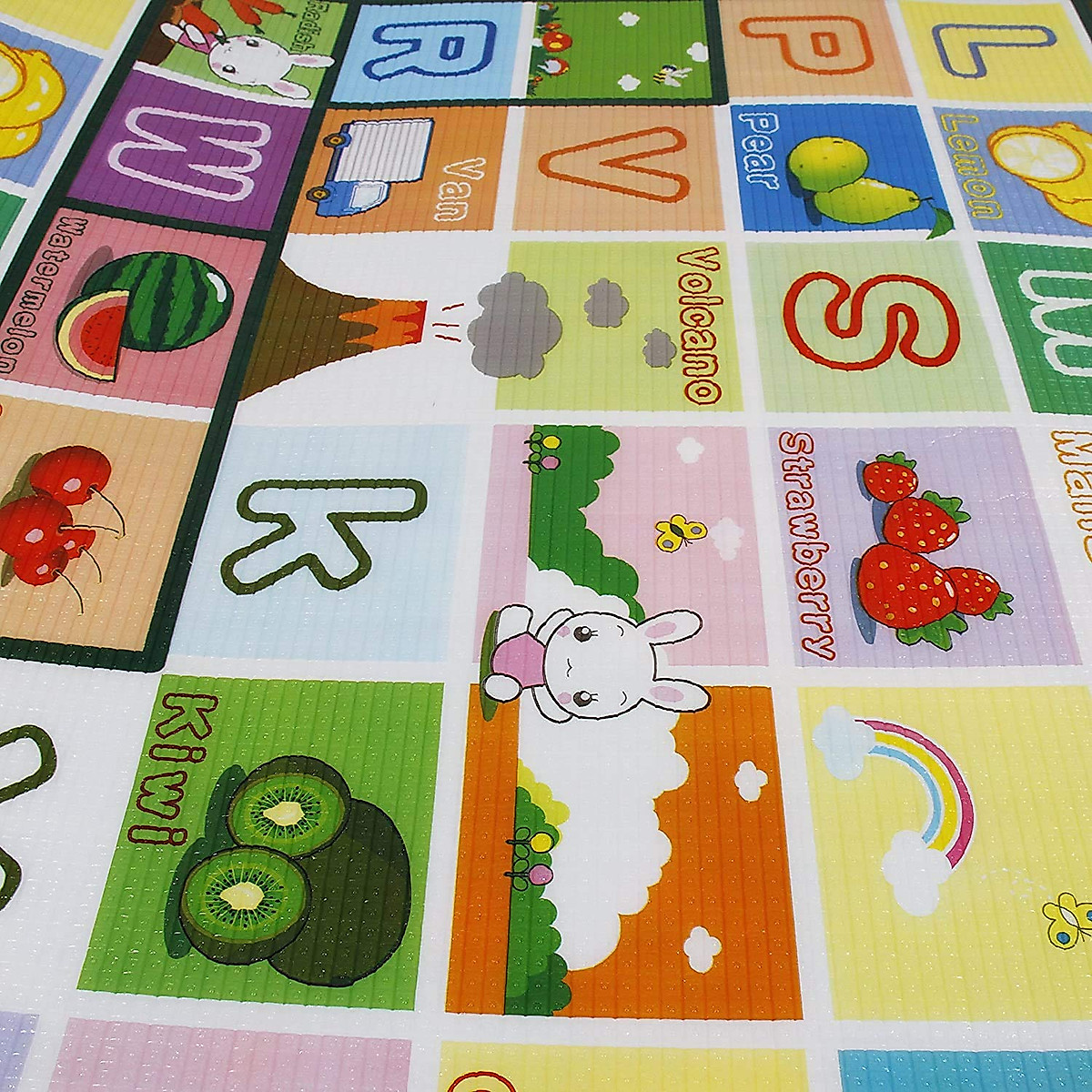 SIMPVALE Double-Sided Mats Foam Waterproof Baby Crawling Thickening Mat Drawing Alphabet Figures Animals Pattern 180cm x 120cm x1cm (70.86inch x 47.24inch x 0.4inch)