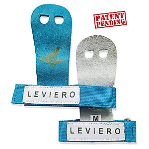LEVIERO Palmies Gymnastics Grips, Grips for Gymnastics, Multipurpose Soft Leather Grips with Adjustable Finger Holes, Weightlifting, Kettlebell, Cross Training Workouts for All Ages - (Aqua, X-Large)