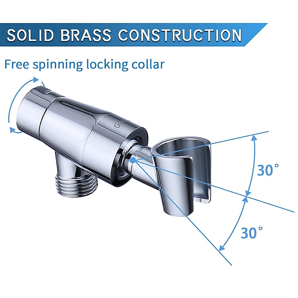 G-Promise Metal Shower Head Holder for Hand Held Showerhead, Adjustable Bracket, Shower Arm Adapter, Universal Shower Arm Mount, Chrome Finish